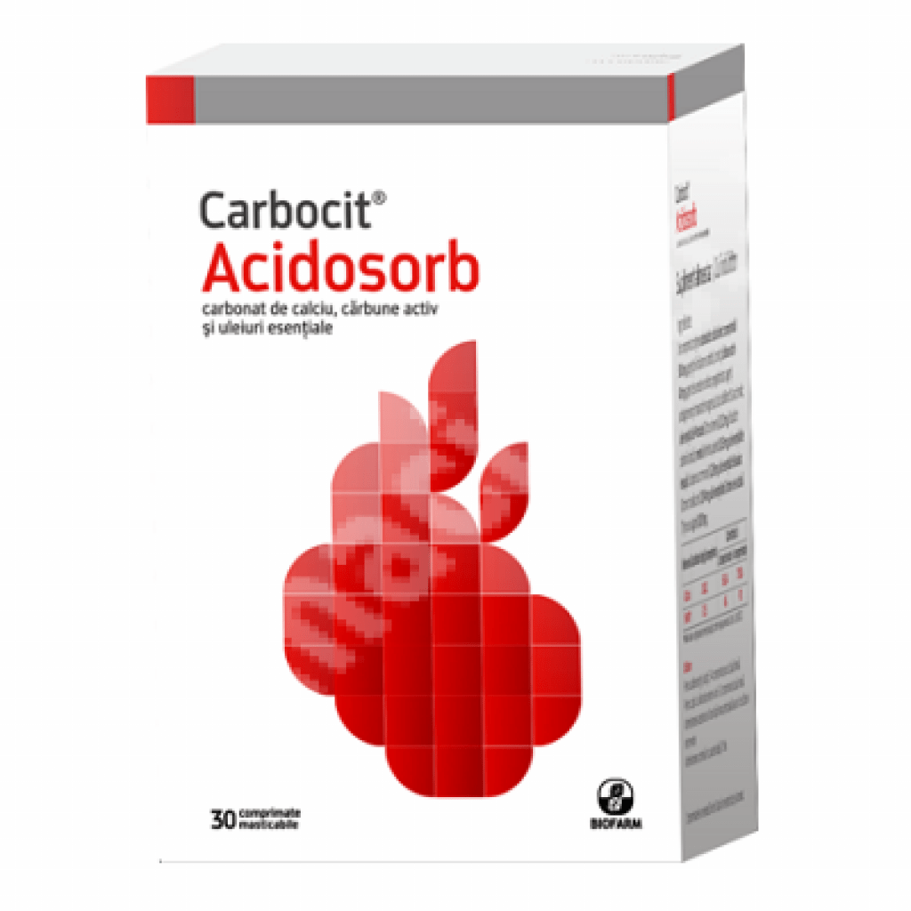 Carbocit Acidosorb, 30 comprimate masticabile, Biofarm • Compresa ...